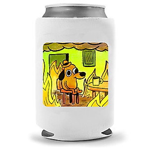 Cool Coast Products - This Is Fine Dog Coffee Fire Coolie | Funny Novelty Can Cooler Hugger Coolie Huggie | Beer Beverage Holder | Beer Under $10 Gifts | Quality Neoprene No Fade Can Cooler (1)