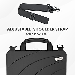 UZBL 13-14 inch Chromebook Case Protective Laptop Hard Cover Sleeve, Always-on Work in Case with Carrying Handle Shoulder Strap (Black PU)