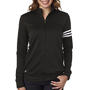 adidas Ladies' ClimaLite 3-Stripes French Terry Full-Zip Jacket, Black/White, Small