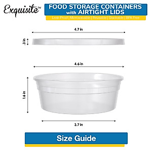 Exquisite Disposable 8 oz Plastic Containers With Lids - 48 Pack - Leak Resistant, Stackable, Microwave & Freezer Safe - Clear Rectangular Deli Containers