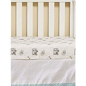 EVERYDAY KIDS Precious Moments Noah’s Ark 4 Pc Crib Bedding for Boys Nursery Set Includes Baby Bed Quilt, Fitted Sheet, Dust Ruffle and Diaper Stacker with Sweet Images of Elephants and Giraffes