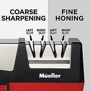 Mueller Professional Electric Knife Sharpener for Straight Knives Diamond Abrasives, Quickly Sharpening, Repair/Restore/Polish Blades