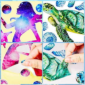 Mermaid Wall Decals, 2 Sheets Removable Mermaid Wall Stickers for Bedroom, The Sea Mermaid Wall Decals Ocean Mermaid Turtle Wall Stickers Bathroom Kids Bedroom