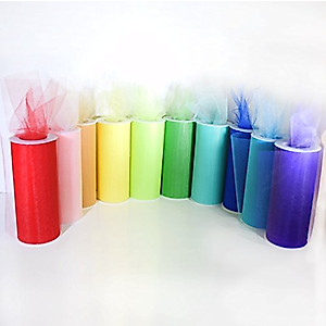 Craft and Party 10 Colors Tulle Assortment, Tulle Rolls Tulle Netting Rolls Tulle Fabric Spool Ribbon, 6" x 25" Yards/roll.