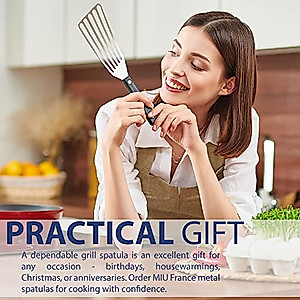 Slotted Fish Spatula Stainless Steel - 11-inch Thin Spatula Heat Resistant with ABS Solid Handle - Fish Turner Spatula - Metal Spatula for Cooking Meat, Eggs - Flexible Spatulas for Nonstick Cookware