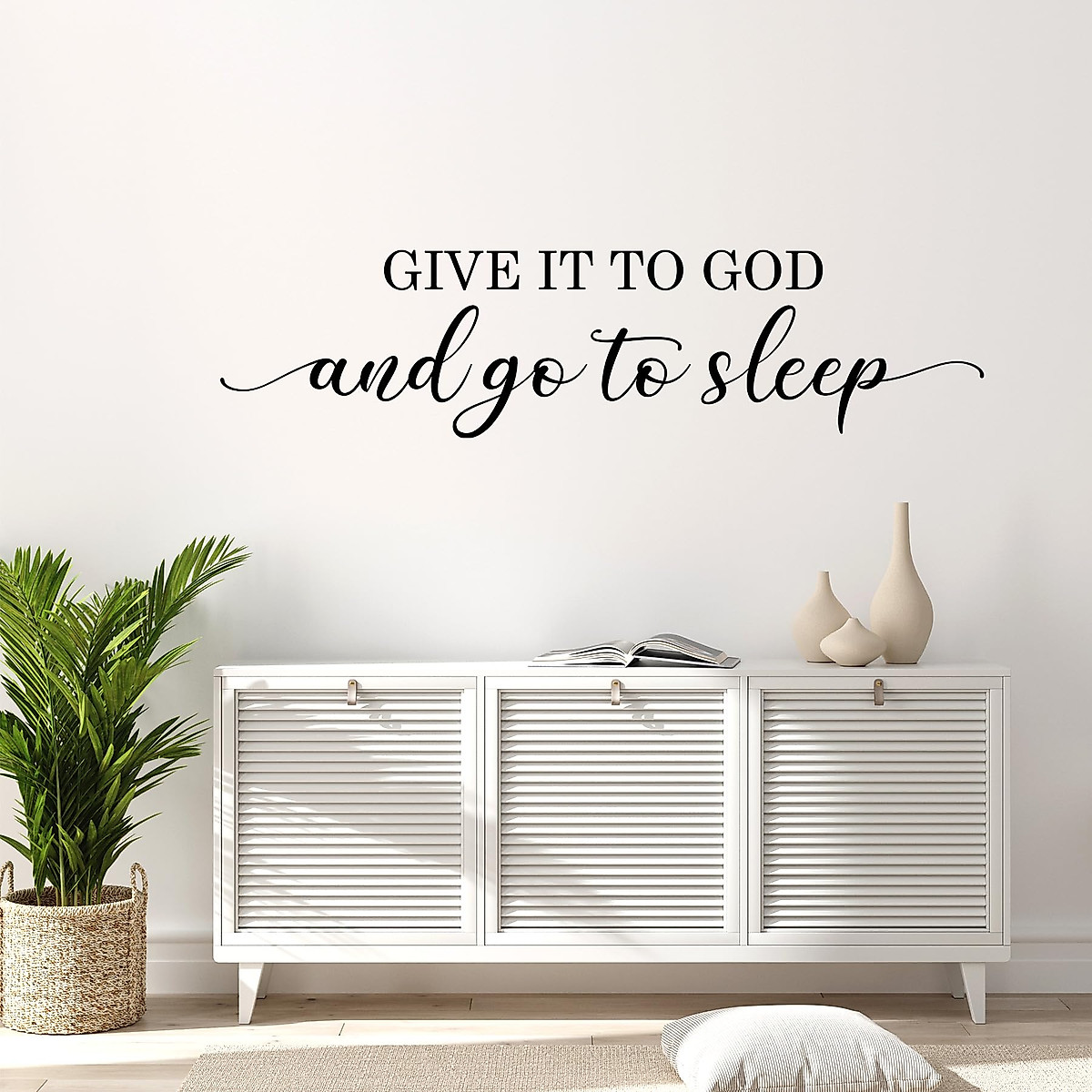 Give it to God and Go to Sleep Sign - Bedroom Wall Decor Above Bed, Christian Biblical Wall Decor Decals Over The Bed Wall Decor for Bedroom 48''×11'' Large Wall Art for Bedroom Picture Decals