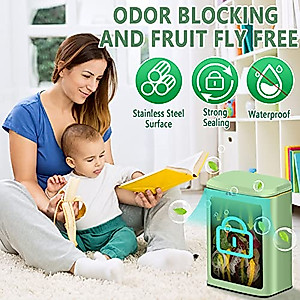 WAYCOM 2.1 Gal Compost Bin Kitchen for Counter Top or Under Sink,Compost Bin Stainless Steel Hanging Compost Bin with Lid for Cupboard/Bathroom/Bedroom/Office,Indoor Compost Bucket