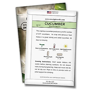 Sow Right Seeds - Cucumber Seed Collection for Planting - Armenian, Pickling, Lemon, Beit Alpha, Marketmore Variety Pack, Non-GMO Heirloom Seeds to Grow a Home Vegetable Garden, Great Gardening Gift