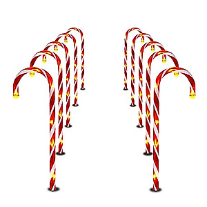 Christmas Candy Cane Lights,Christmas Candy Cane Pathway Lights，Candy Cane Christmas Decor， Christmas/New Year Holiday Lights， Outdoor Garden Home Decorations Light，10pcs