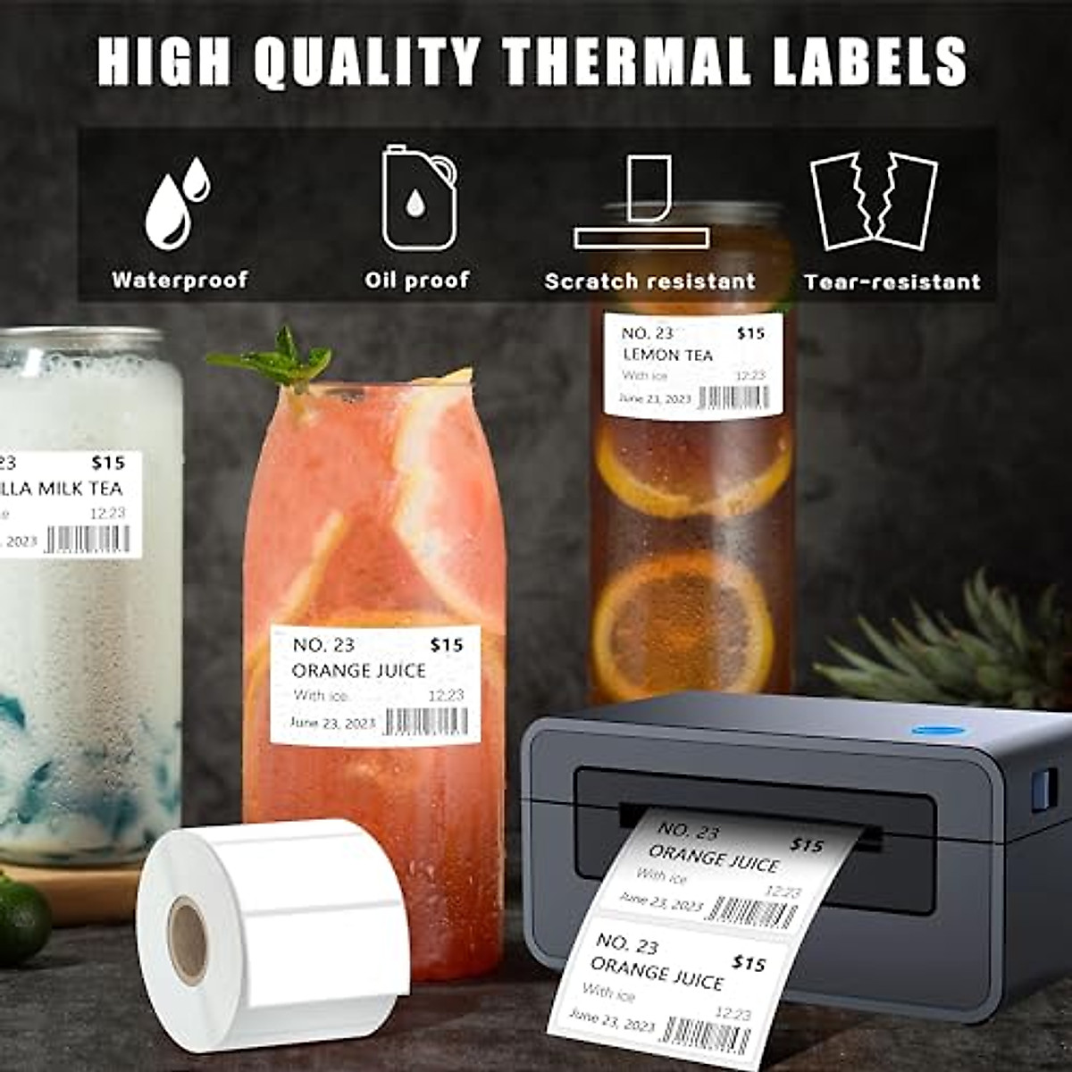 PARLAIM Rectangle Thermal Sticker Labels, 1000PCS Commercial Grade Square Direct Thermal Printer Labels for Address Shipping Label,UPC QR Code, Name Tag, Price Sticker (White)