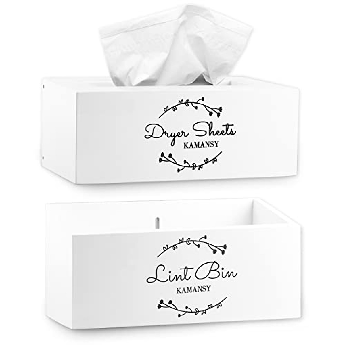 Dryer Sheet Holder Laundry Room Organization Decor Dryer Sheet Dispenser with Magnetic Lint Bin Farmhouse Wooden Dryer Sheet Holder Container