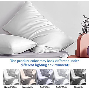 Phencaser Satin Bed Pillowcase, Both Side Silky Soft Standard Size Satin Pillowcases for Hair and Skin, Bed Pillow Covers with Hidden Zipper, Pillow Protector, Pack of 1 Piece (Standard, White)