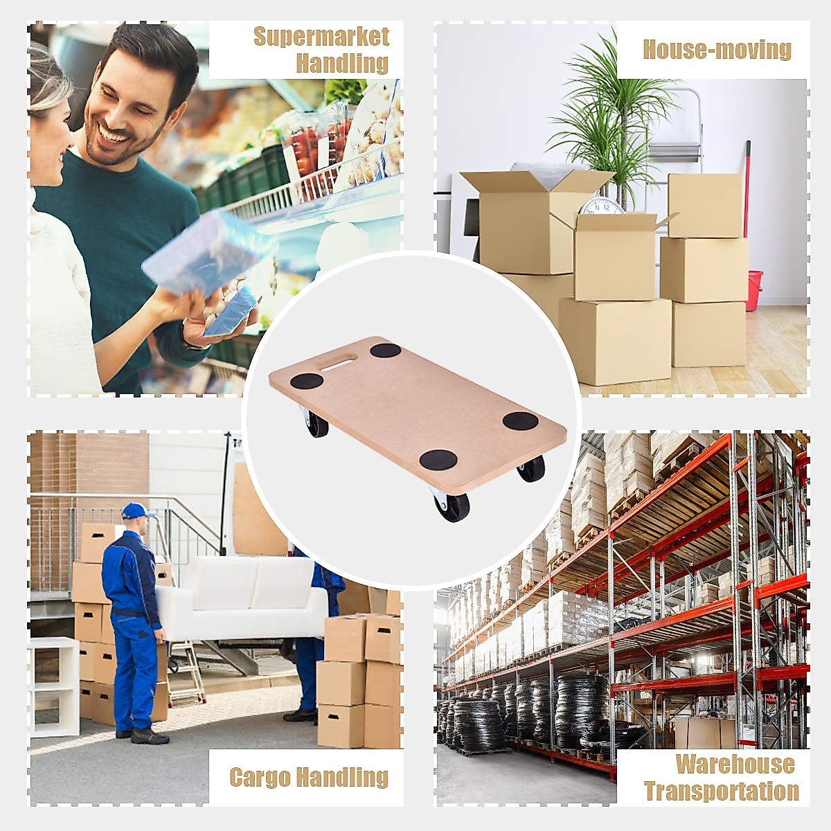 Goplus Furniture Moving Dolly, Heavy Duty Wood Rolling Mover with Wheels for Piano Couch Fridge Heavy Items, Securely Holds 500 Lbs (23" x11.5" Platform)