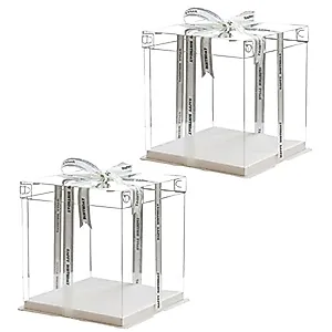 SOLUSTRE 2pcs Cake Stand Suitcase Disposable Containers Cake Holder with Lid Clear Containers with Lids Birthday Cake Packaging Packing Box Paper Cup Cake Box Heighten Dessert