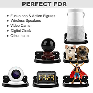 TXEsign 5.3 inches Speaker Shelf Mount Small Floating Shelf Small Shelf Stand for Bluetooth Speaker, Webcam, Action Figures Acrylic Speaker Mount (Black)
