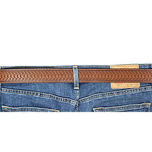 BC Belts Leather Belt Strap with Embossed Western Horn Pattern 1.5" Wide with Snaps (Brown-M)