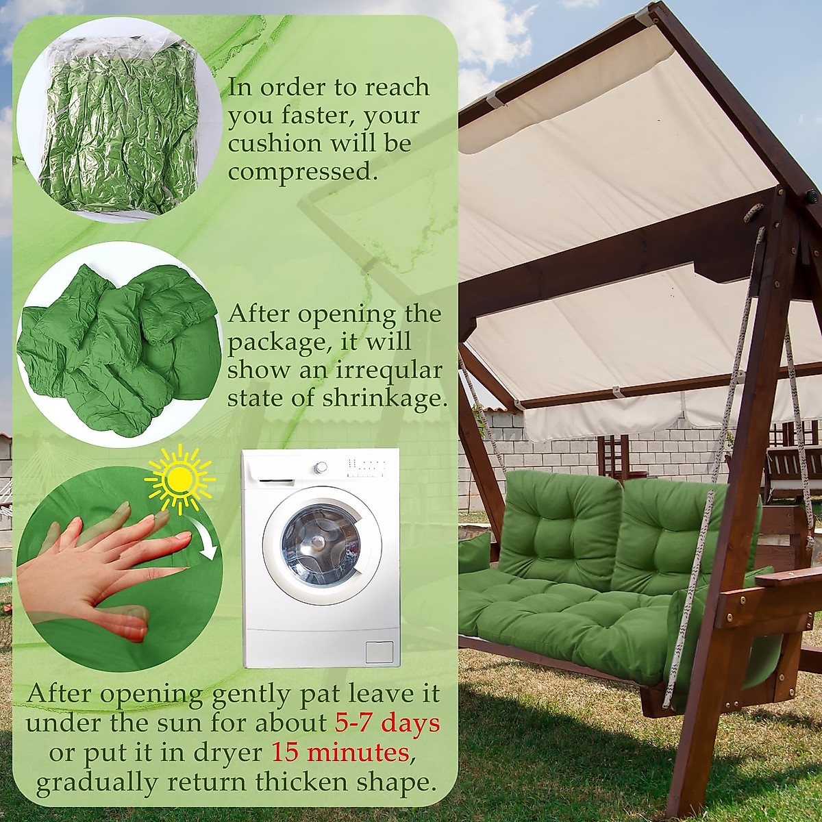 Maitys 5 Pieces Waterproof Wicker Chair Cushions Outdoor Cushions Couch Cushion Set Group Loveseat Cushions Lumbar Pillows for Patio Backyard Porch Garden Furniture(Sage Green)