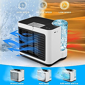 Portable Air Cooler Fan, Rechargeable Personal Mini Air Conditioner with 3 Wind Speeds,Evaporative Portable Desk Cooler Fan for Bedroom, Office, Dorm, Car, Camping Tent