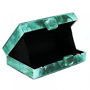 Acrylic Handbags for Women Marbling Purses Box Elegant Party Clutch Crossbody Bag for Lady Evening Prom Banquet (Dark Green)