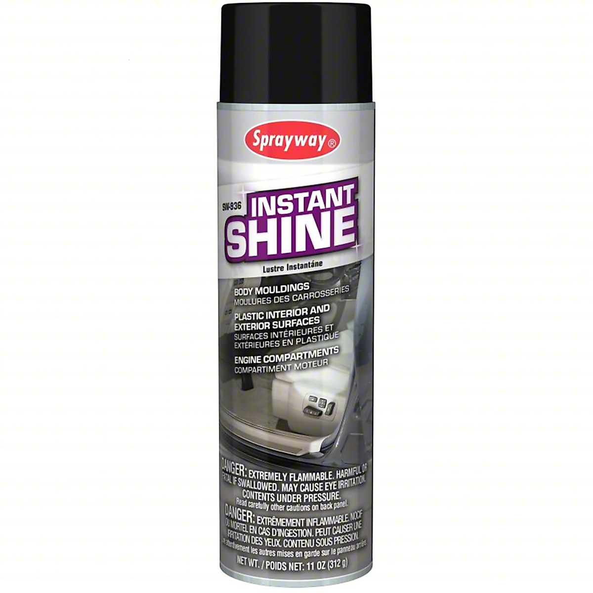 Sprayway SW936 Aerosol Instant Shine Vinyl Cleaner and Protectant, 11 oz.