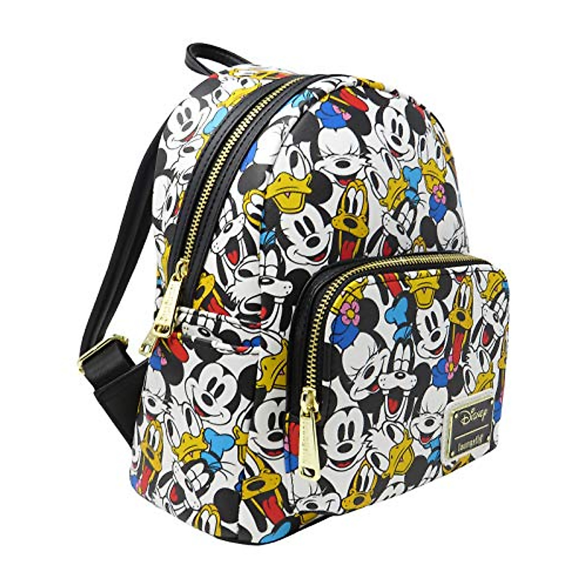 Loungefly Disney The Fab 5 Mickey Minnie Allover Print Double Strap Shoulder Bag Purse