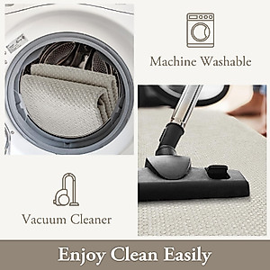 Lahome Boho Bathroom Runner Rug, 2x6 Washable Hallway Kitchen Runner Rug Cotton Woven Rug Runner, Farmhouse Cream Runner Rug Lightweight Carpet Runners for Hallway 6ft Laundry, White/Cream