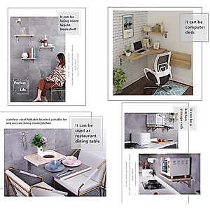 Folding Shelf Brackets, Max Load 300 lb, Heavy Duty Stainless Steel Collapsible Wall Mounted Shelf Brackets for Table, Space Saving DIY Bracket, Pack of 2 (2, Foldable 12")