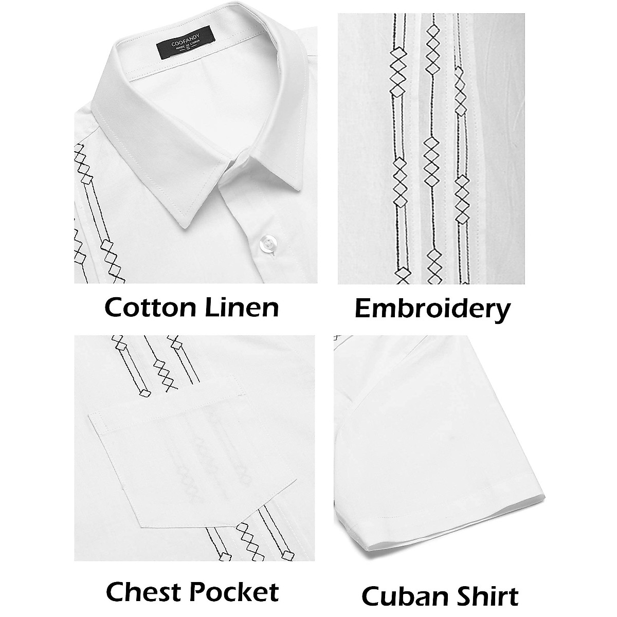 COOFANDY Men Linen Beach Shirt Casual Button Down Dress Shirt Summer Hawaiian Shirts White