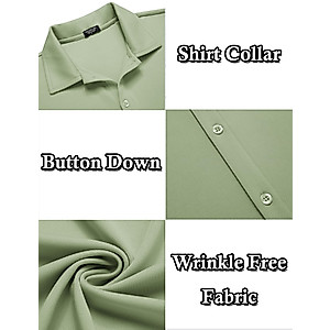 COOFANDY Men's Casual Button Down Shirt Wrinkle Free Shirts Long Sleeve Dress Shirt Light Green