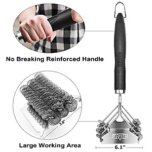 Grill Brush and Scraper Bristle Free – Safe BBQ Brush for Grill – 18'' Stainless Grill Grate Cleaner - Safe Grill Accessories for Porcelain/Weber Gas/Charcoal Grill – Gifts for Grill Wizard