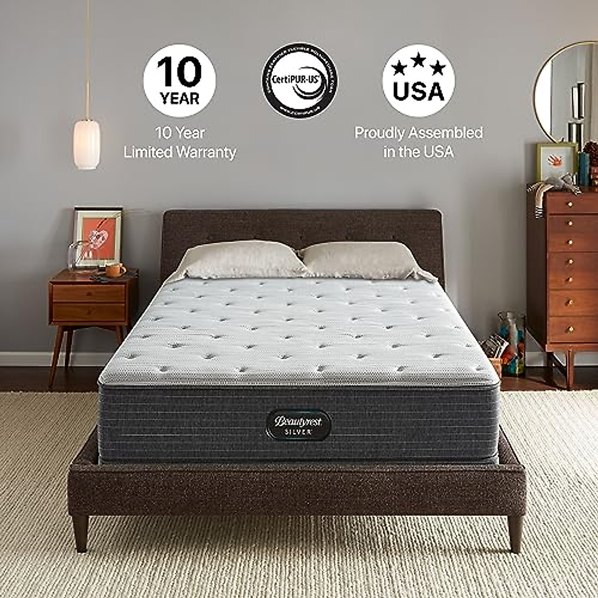 Beautyrest Silver BRS900 12” Extra Firm King Mattress, Cooling Technology, Supportive, CertiPUR-US, 100-Night Sleep Trial, 10-Year Limited Warranty, White
