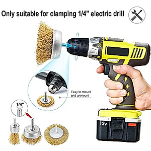 Wire Brush Wheel Cup Brush Set 10 Piece Wire Wheel for Drill 1/4 Inch Shank Arbor 0.012" Coarse Carbon Crimped Wire Brush for Cleaning, Stripping and Abrasive