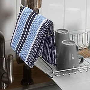 Kitchen Towel, Dish Towel, Tea Towel, Dish Towel For Kitchen, Fall Kitchen Towel, Cotton Quick Dry Kitchen Bar Towels, Super Soft & Absorbent Kitchen Dish Towels - 18x28 Inch 6 Pack - Sky Blue Navy