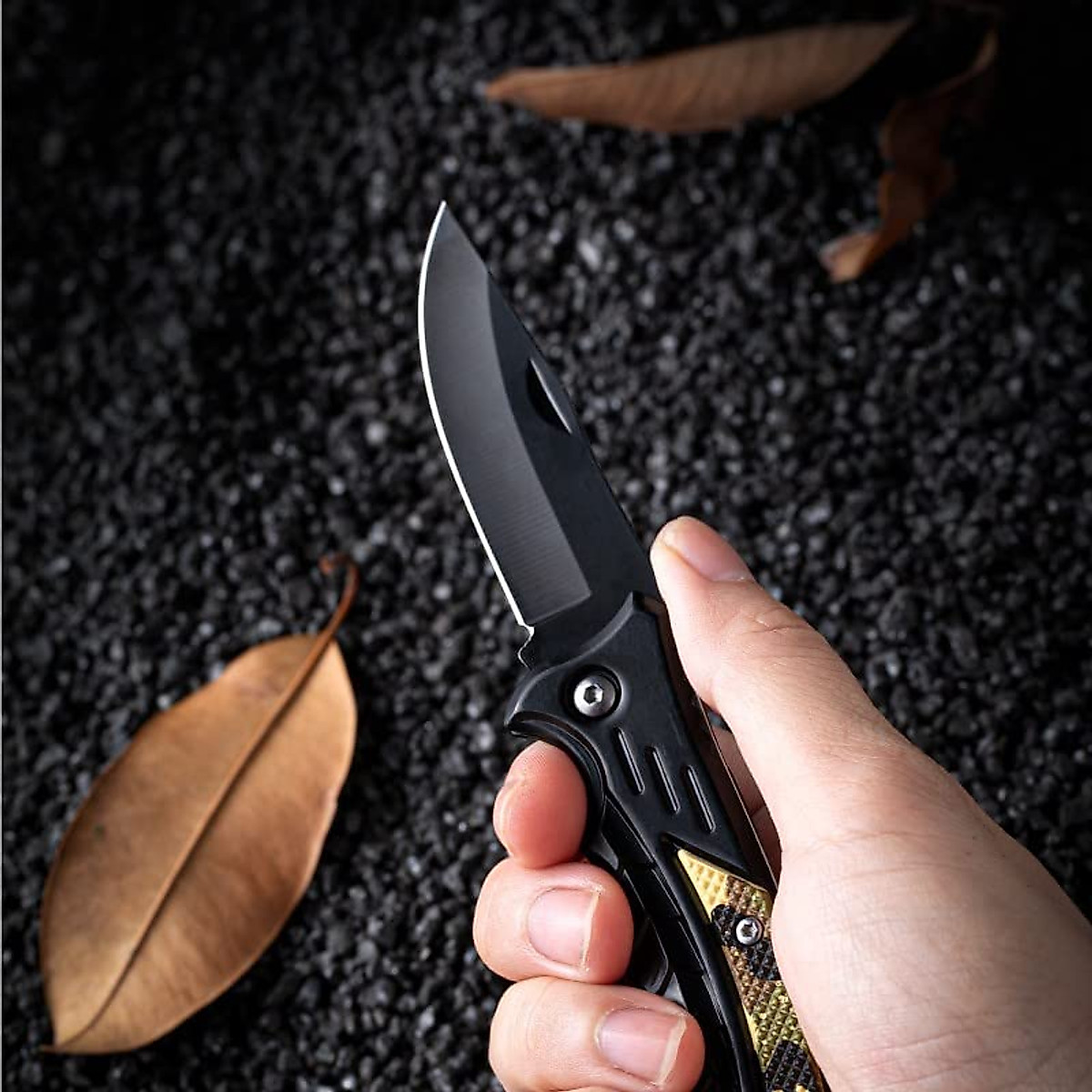 BUYONE Pocket Knife, Mini Folding Knife| Outdoor Knife, with Belt Clip, for Leisure, Camping, Hiking and Emergencies, Gift for