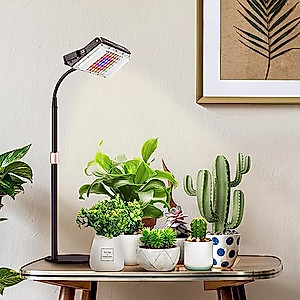 LORDEM Plant Grow Light, Full Spectrum Desk Light, Angle & Height Adjustable LED Growing Lamp with On/Off Switch, 9.5-15.4 inches