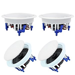 Herdio 5.25” Flush Mount Bluetooth Ceiling Speaker System Max Power 600 Watts Perfect for Humid Indoor Outdoor, Kitchen,Bedroom,Bathroom,Home Theater,Covered Porches(4 Pcs)