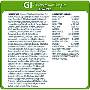 Blue Buffalo Natural Veterinary Diet GI Gastrointestinal Support Low Fat Dry Dog Food, Whitefish 22-lb bag