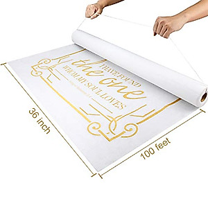 Venker Wedding Decorations Aisle Runner for Outdoor and Indoor, Gold Printing,100ft X3ft,Polyester Paper Convenient for Single Use