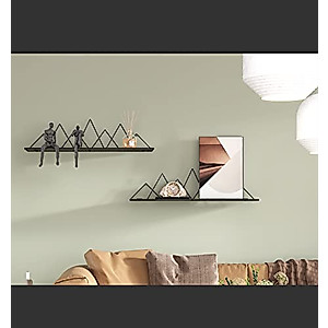 ARTLUO Shelves for Wall Decor Set of 2,24 Inch Floating Shelves Farmhouse Floating Wall Shelves Black Metal Wood Wall Mounted Shelves Wall Shelves for Bedroom Living Room Bathroom