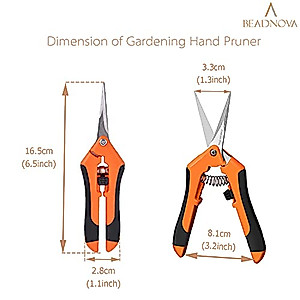 BEADNOVA Trimming Scissors Gardening Scissors Pruning Snips Garden Sheers Trim Scissors Plant Trimmers Pruners for Gardening (Green Orange, 2 Pcs)