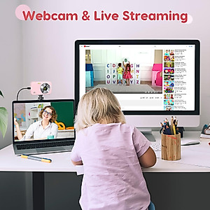 Digital Camera, FHD 1080P Kids Camera 44MP Point and Shoot Camera 16X Zoom Compact Small Photography Camera for Kids with 32G Card & 2 Batteries Portable Camera Gift for Girl Boy Students Teens (Pink)