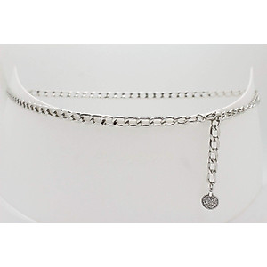 Women Fashion Skinny Belt High Waist Hip Silver Metal Chain Coin Charm Buckle Fit Size XS S M