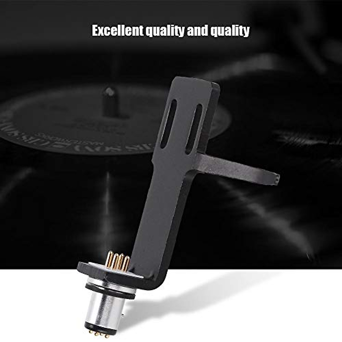 Mugast Phono Headshell Kit,6.4CM Aluminum Alloy Turntable Cartridge Phonograph Player Record Player Headshell,Include 4 Pcs Cables and 2 Pcs Screws (Black)