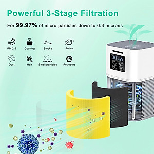 A1 Replacement Filter Compatible with VEWIOR Air Purifier A1, HQSC-50, HQKJ-80, AMEIFU AP01W, KOIOS HQKJ-50, Tailulu PUR0003/HQZZ-60, 3-in-1 H13 True HEPA Air Cleaner Filter for Pet Hair Smell 2 Pack