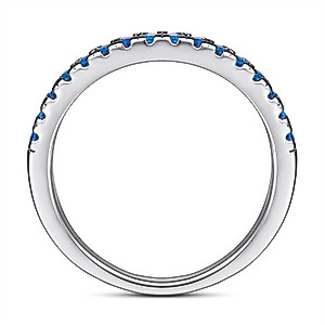 Mesnt 925 Sterling Silver Rings Engagement Ring Wedding Band Rings for Women Stackable Channel Set Cubic Zirconia Women Ring Jewelry Silver-Blue Size 6