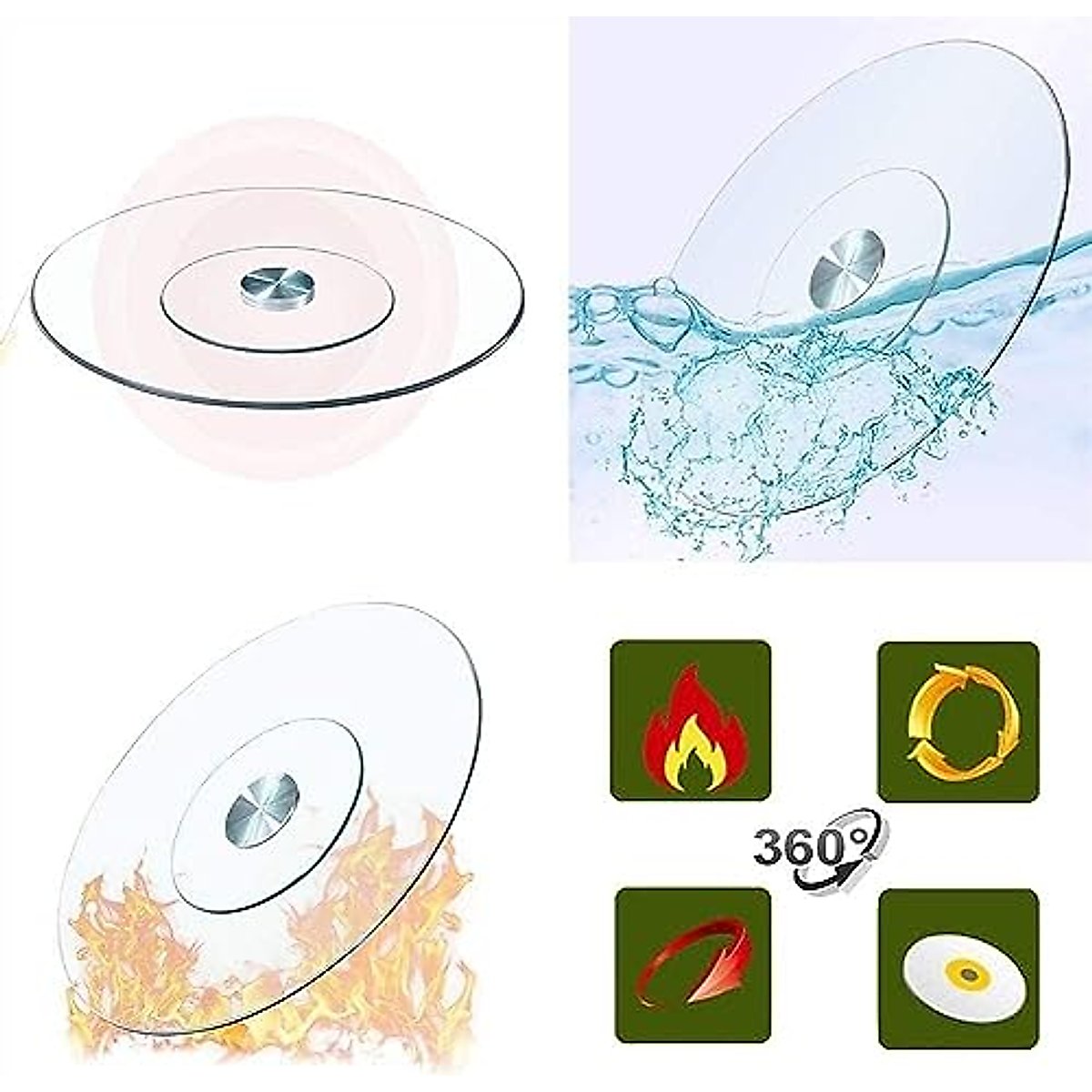Lazy Susans Turntable Tempered Glass Lazy Susan Turntable， Round Clear Serving Plate Rotating Stand Kitchen Dining Table Tray Tabletop Organizer Spices Storage Holder (Size : 60cm/23.6)