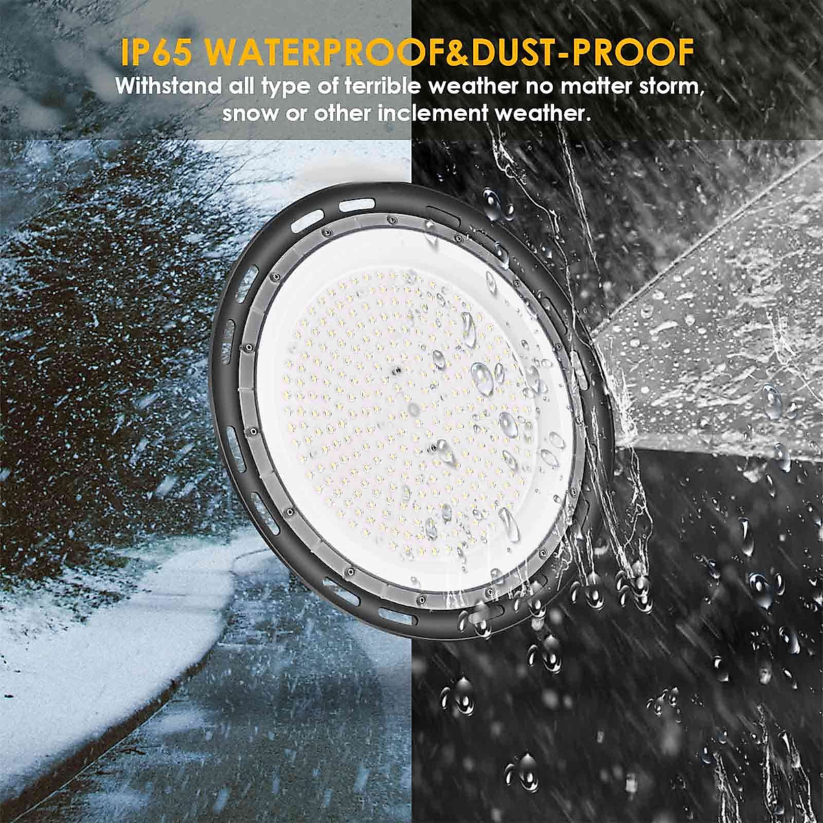 LED UFO High Bay Light, 150W 21,000LM Daylight 5000K Shop Light Fixture, IP65 Waterproof 600W HID Equiv. with Hanging Hook and Safe Rope, Commercial Grade Lighting for Warehouse, Workshop-by BRILLIRARE, UFO-150W, Grey