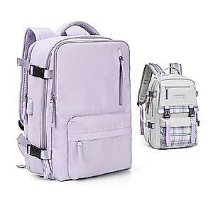 WONHOX Travel Backpack for Women Bundle, Carry On Backpack,Hiking Laptop Backpack Waterproof Outdoor Sports Rucksack Casual Daypack, Purple