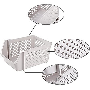 YOUEON Set of 4 Stackable Storage Bins Open Front, Storage Containers for Food Snacks Toys Toiletries, Plastic Organizer Bins Multiuse for Kitchen, Playroom, Classroom, Pantry, Bathroom