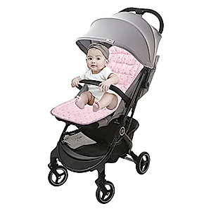 Baby Stroller Seat Liner Kids Pushchair Seat Cushion Mat Universal Breathable Stroller Liner Insert Stroller Cushion Pad Thick Cotton Stroller Liner Seat Pad Cover for (Pink&Gray)